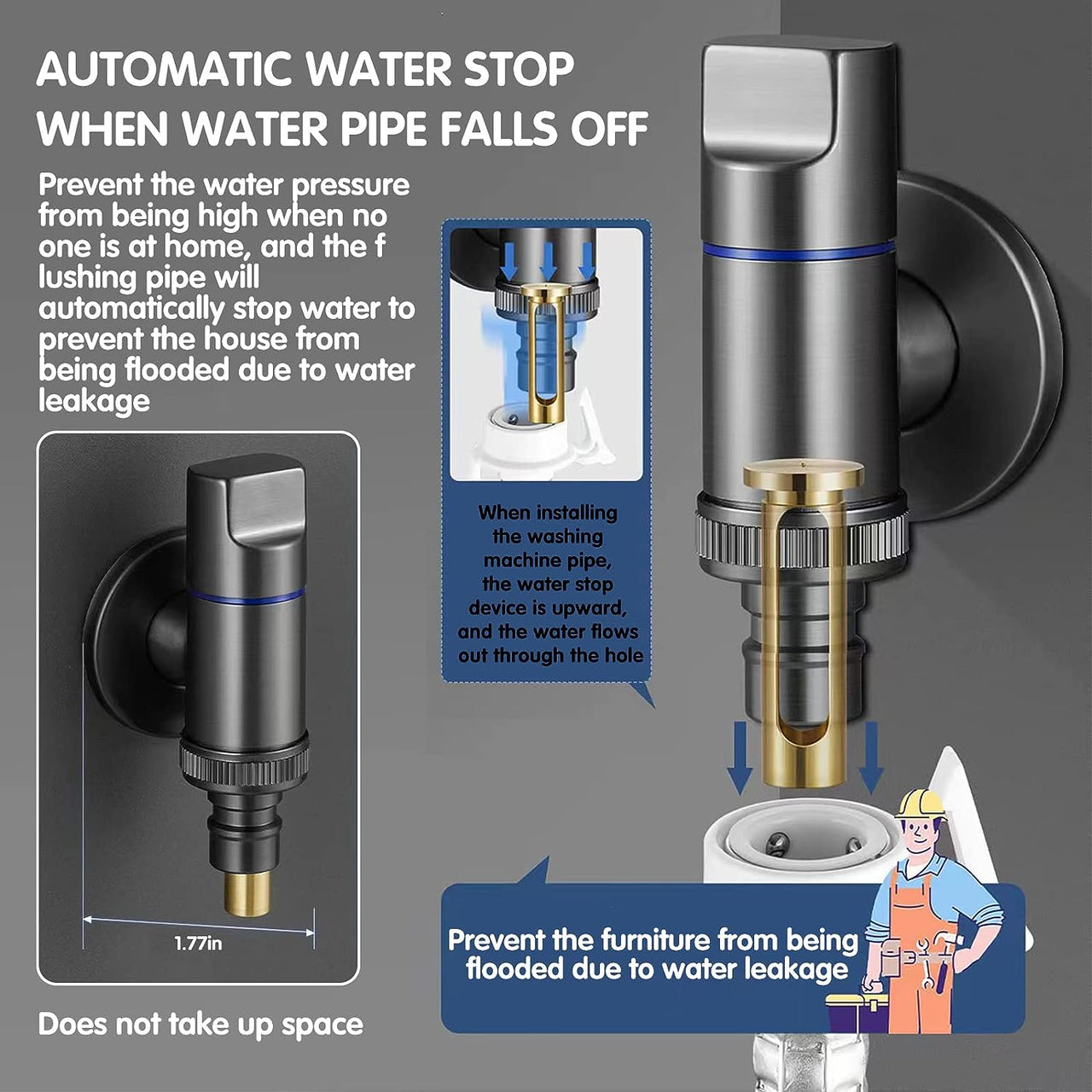 Washing machine faucet Laundry Stop Valve (G1/2" Thread)